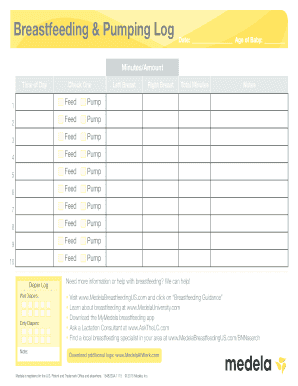 Breastfeeding & Pumping Log - Blank Fillable Template | Fill Out, Print ...