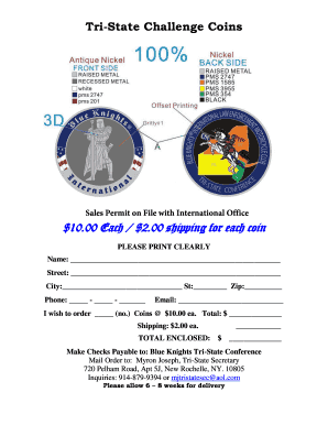 Fillable Online Coin order form - Blue Knights Tri-State Conference Fax ...