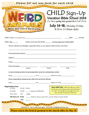 Fillable Online solonstmary Please fill out one form for each child ...