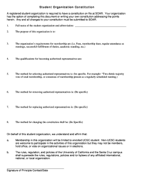 Fillable Online soar ucsc Student Organization Constitution Fax Email ...