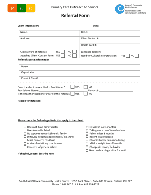 Fillable Online seawayvalleychc Referral Form - Seaway Valley Community ...
