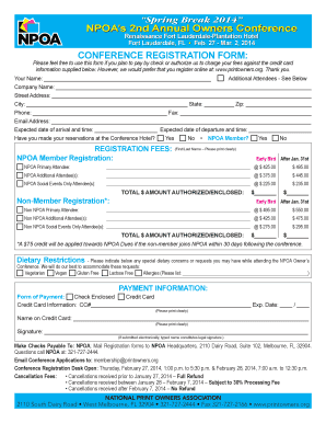 Fillable Online printowners NPOA's 2nd Annual Owners Conference ...