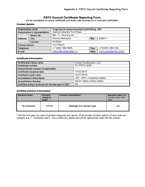 Fillable Online PEFC Council Certificate Reporting Form Fax Email Print ...