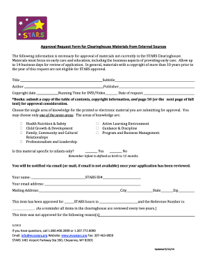 Fillable Online Approval Request Form for Clearinghouse Materials rom ...