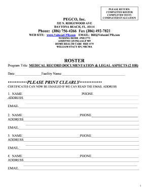 Fillable Online MEDICAL RECORD DOCUMENTATION & LEGAL ASPECTS FOR ...