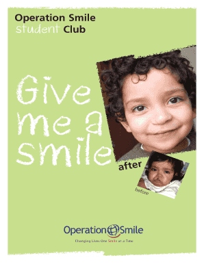 Fillable Online operationsmile org Operation Smile student Club Give me ...