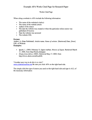 Fillable Online Example APA Works Cited Page for Research Paper Fax ...