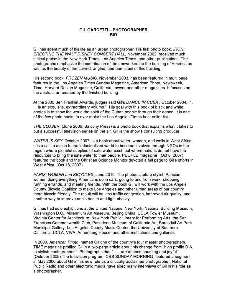 Fillable Online GIL GARCETTI PHOTOGRAPHER Fax Email Print - pdfFiller