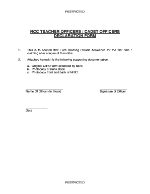 Ncc Declaration Form - Fill Online, Printable, Fillable, Blank | pdfFiller