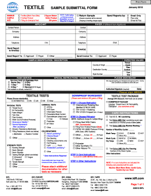 Fillable Online Link to the IDFL Textile bSampleb Submittal Form Fax Email Print - pdfFiller