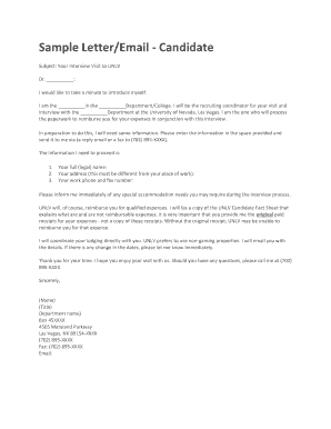 Fillable Online Sample Letter/Email - Candidate Fax Email Print - pdfFiller