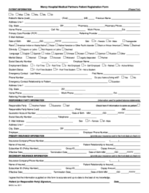 Fillable Online Mercy Hospital Medical Partners Patient Registration ...