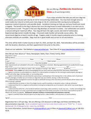 Fillable Online We are offering a Rattlesnake Avoidance - Sacramento ...