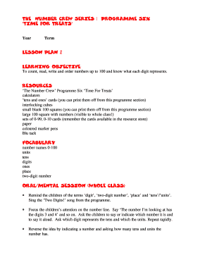 Fillable Online THE NUMBER CREW SERIES 1 PROGRAMME SIX TIME FOR TREATS ...