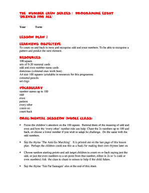 Fillable Online THE NUMBER CREW SERIES 1 PROGRAMME EIGHT DRINKS FOR ALL ...