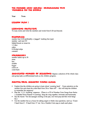 Fillable Online THE NUMBER CREW SERIES 1 PROGRAMME TWO NUMBERS ON THE ...