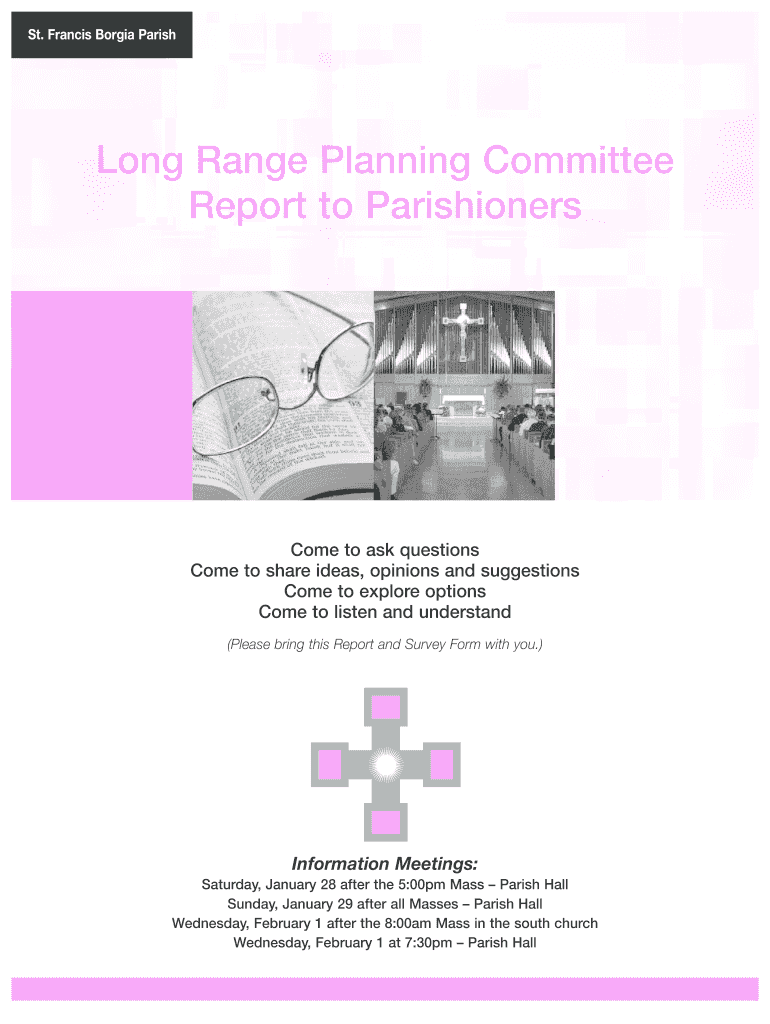 Fillable Online saintfrancisborgia Long Range Planning Committee Report ...