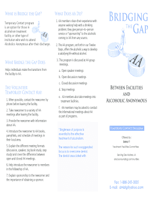 Fillable Online aadesmoines What is Bridge the Gap What Does AA Do ...
