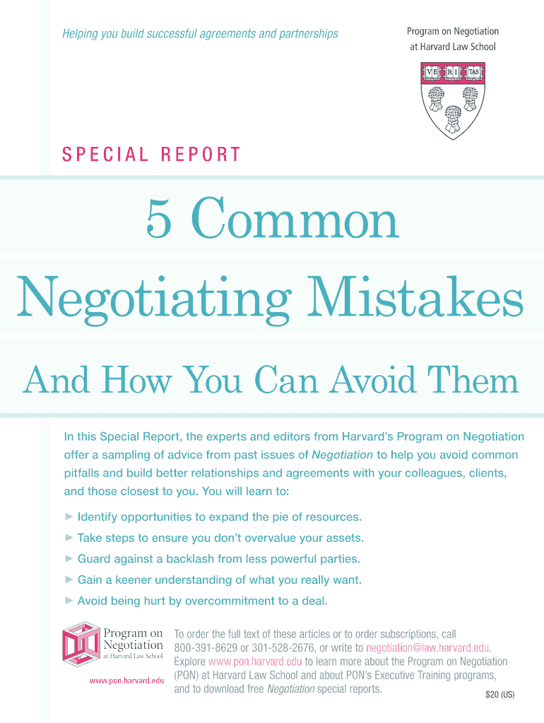 Fillable Online geoffsharp co SPECIAL REPORT 5 Common Negotiating ...