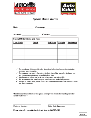 Fillable Online users accesscomm Special Order Waiver - MyAccess ...