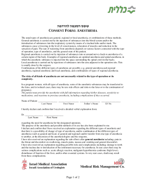 Fillable Online CONSENT FORM ANESTHESIA Fax Email Print - pdfFiller