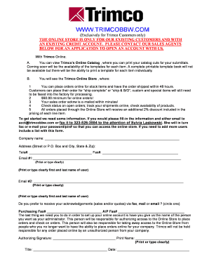 Fillable Online COM (Exclusively for Trimco Customers only) THE ONLINE ...