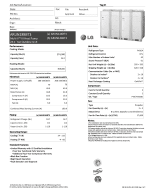 Fillable Online ARUN288BT3 ARUN144BT3 Multi V III Heat Pump Ton Outdoor Unit Fax Email Print ...