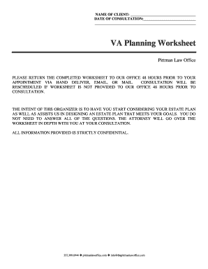 Fillable Online VA Planning Worksheet - bthepittmanlawofficebbcomb Fax ...