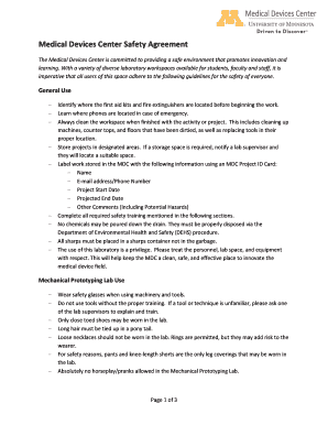 Fillable Online MDC Safety Agreement Form - Medical Devices Center Fax ...