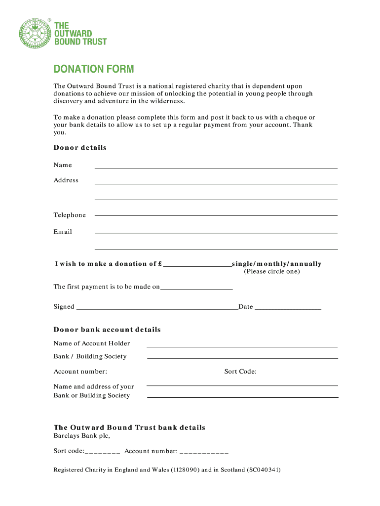 Fillable Online outwardbound org DONATION FORM - Outward Bound Fax Email Print - pdfFiller