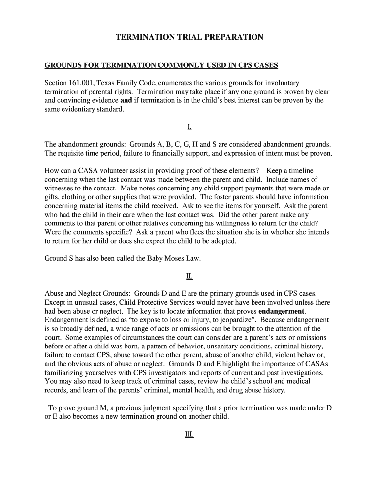 Fillable Online TERMINATION TRIAL PREPARATION Fax Email Print - pdfFiller