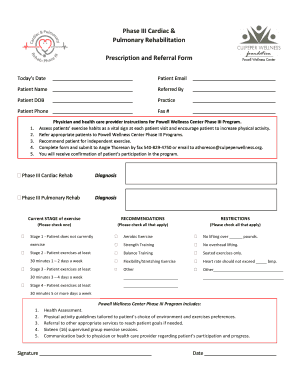 Fillable Online powellwellnesscenter Phase III Cardiac & Pulmonary ...
