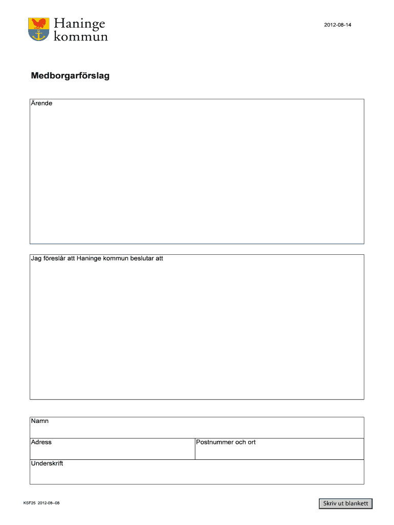Fillable Online haninge Jag freslr att Haninge kommun beslutar att ...