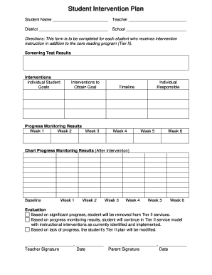 Fillable Online perandoe Student Intervention Plandoc - perandoe Fax ...