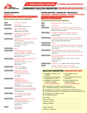 Fillable Online msf PrograMMe et Bulletin dinscriPtion PrograM and ...
