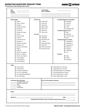 Fillable Online MARKETING INVENTORY REQUEST FORM - Body Armor Reborn ...