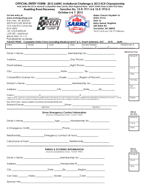 Fillable Online sedivracing Held under the SCCA General Competition ...