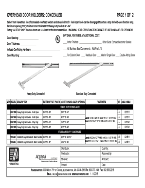 Fillable Online Overhead Door Holders Overhead Door Holders Order Form ...