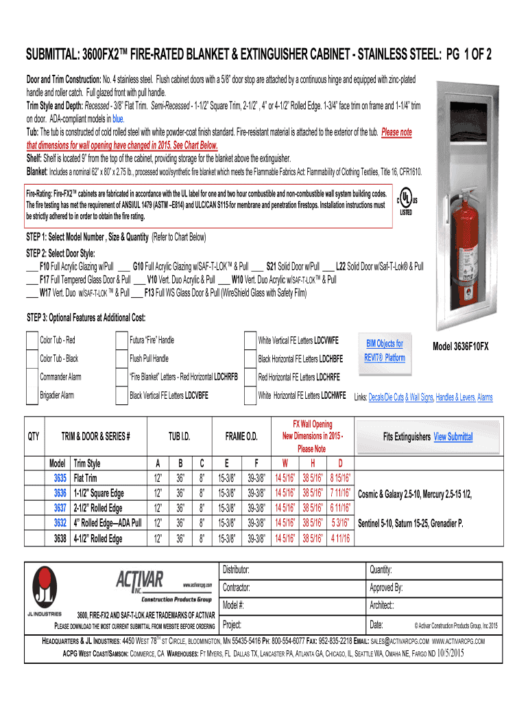 Fillable Online 3600 Stainless Steel Fire-rated Cabinet for Fire ...