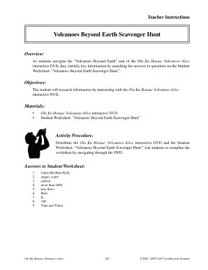 Fillable Online Volcanoes Beyond Earth Scavenger Hunt Fax Email Print ...