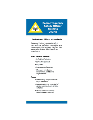 Fillable Online Radio Frequency Safety Officer Training Course - Narda ...