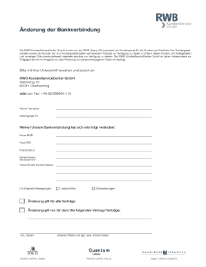 Ausfüllbar Online kundenservicecenter nderung der Bankverbindung - RWB ...