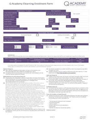 Fillable Online Q Academy Elearning Enrolment Form Fax Email Print ...
