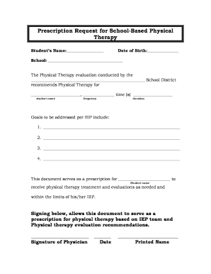 Fillable Online Prescription Request for School-Based Physical Therapy ...