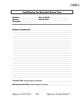 Fillable Online Justification for Extended School Year - pediastaffcom ...