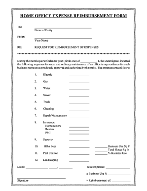 Fillable Online HOME OFFICE EXPENSE REIMBURSEMENT FORM Fax Email Print ...