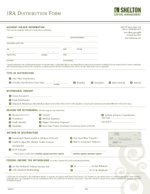 Fillable Online IRA Distribution Form - Shelton Capital Management Fax ...