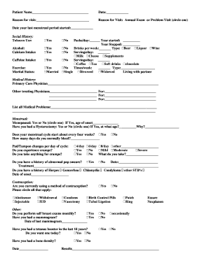 Fillable Online Patient Name Date Reason for visit Reason for Visit Fax ...