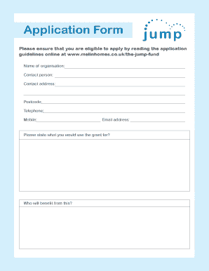 Fillable Online melinhomes co Jump Fund application form ...