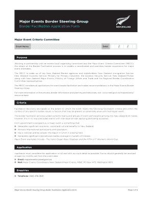 Fillable Online majorevents govt Major Events Border Steering Group ...